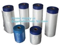 China HDPE Pre-Taped Paint Masking Film 7-10 Mic with Crepe Paper Tape for Car Repair for sale