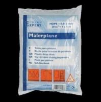 China HDPE Plastic Painter Drop Cloth 3.6m x 2.7m Disposable Protective Painting Sheet 8 Micron for sale