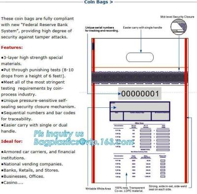 China Tamper Evident Plastic Bank Deposit Bags 0.045mm LDPE Security Cash Envelope for sale