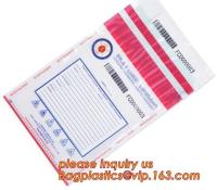 China Plastic Bank Deposit Security Pouch Bags with Tamper Evident Seal for Cash Banking 0.045mm for sale