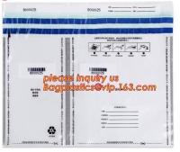 China Custom Logo Tamper Evident Plastic Security Bank Deposit Money Bags 0.045mm LDPE for sale