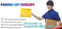 China packing list custom self adhesive envelope packing slip, packing list envelope/label pouch, Document enclosed self adhes for sale