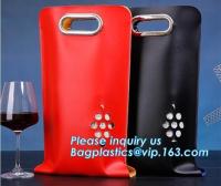 China Customizable 50x18cm Neoprene Bottle Carrier 2 Pack Insulated Cooler Bag Tote Wine Protector for sale
