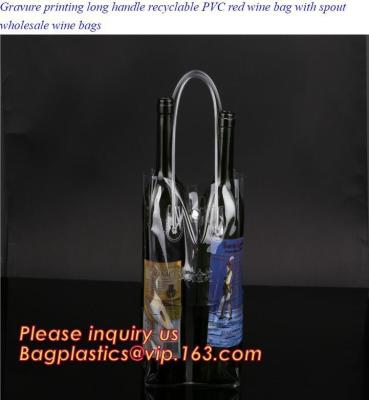 China Eco Friendly Recyclable PVC Wine Bag Carrier 50x18cm Customizable Long Handle Gift Bag for sale