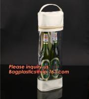 China Eco Friendly Recyclable PVC Wine Bag Carrier 50x18cm Customizable Long Handle Gift Bag for sale