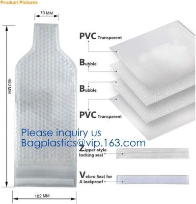 China Reusable Wine Bottle Protector Bag PVC 48x18cm Breakage Proof Clear Wine Skin Transport Packaging for sale