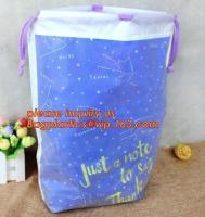 China Biodegradable LDPE Drawstring Laundry Bag 400mm x 600mm with Cotton String Custom Logo for sale