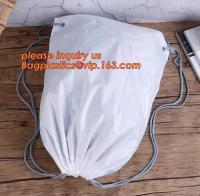 China Biodegradable LDPE Drawstring Laundry Bag 400mm x 600mm with Cotton String Custom Logo for sale