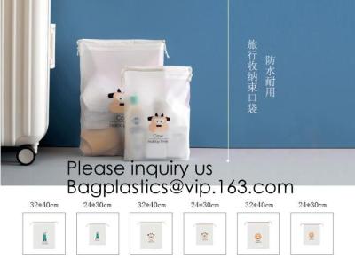 China Reusable PE Plastic Drawstring Bags 0.16mm Thickness Clear Frosted for Apparel Storage for sale