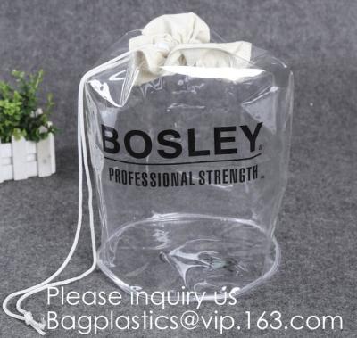 China Clear PVC Drawstring Backpack 13x4x14 Inches Heavy Duty Water Resistant for School Sports Travel for sale
