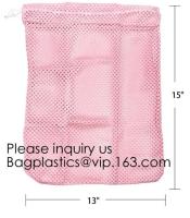 China Custom Mesh Laundry Bag with Zipper Protection 11x15 inch Reusable Polyester Travel Gym Bag for sale