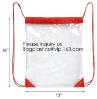 China Clear Drawstring Backpack 13.8x19 inch Waterproof PVC Transparent Gym Bag for Travel Sports for sale