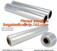 China Food Plastic Wrap 1500m Jumbo Roll Cling Film LLDPE 8-12mic 30cm Width for sale