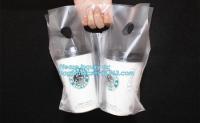 China 100% Biodegradable HDPE Cup Carrier Bags 16x24cm to 31x28cm for Coffee Juice Take Out for sale