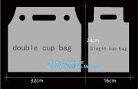 China 100% Biodegradable HDPE Cup Carrier Bags 16x24cm to 31x28cm for Coffee Juice Take Out for sale