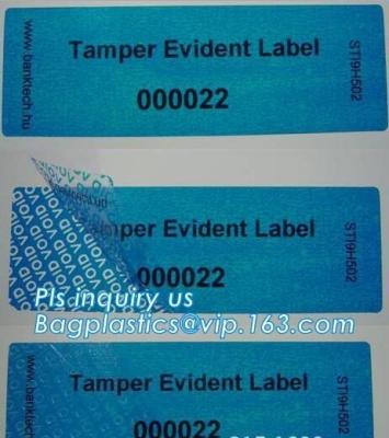 China Silver Void Hologram Tamper Evident Security Labels Stickers 50mm x 30mm Roll for sale