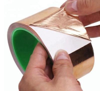 China 0.2mm Thin Copper Foil Tape with Conductive Adhesive for Soldering EMI Shielding 50mm Width for sale