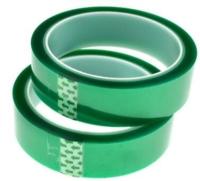 China Green Polyester Silicone Adhesive Electroplating Tape 150-280mic Heat Resistant PET Powder Coating Masking Tape for sale