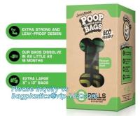 China Biodegradable Dog Poop Bags 15pcs per Roll 32x22cm Leak Proof Pet Waste Bags with Dispenser for sale