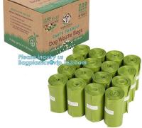 China Biodegradable Dog Poop Bags with Drawstring Leak Proof 15x22cm Refill Roll for Pet Waste Pick Up for sale