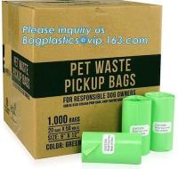 China Biodegradable Dog Poop Bags with Drawstring Leak Proof 15x22cm Refill Roll for Pet Waste Pick Up for sale