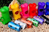 China Bone Shaped Pet Waste Bag Dispenser with 20 Bags Roll EN13432 Compostable Biodegradable for sale