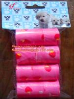 China Biodegradable Dog Poop Bags 10x4cm Bullet Shape Dispenser Set Pet Waste Bags 15pcs Roll for sale