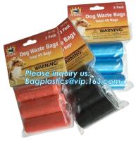 China Biodegradable Dog Poop Bags 15x20 Rolls with Dispenser and Leash Clip 30x22cm for sale