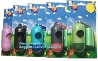 China Biodegradable Dog Poop Bags 15x20 Rolls with Dispenser and Leash Clip 30x22cm for sale