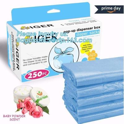 China OK Compost Home Certified 100% Biodegradable Nappy Sacks with Handle 9x13 Inch Strong Durable Baby Nappy Sacks for sale