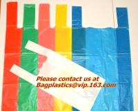 China Custom Printed HDPE T Shirt Bags with Gusset 8x12x4 Inch for Retail and Grocery Use for sale