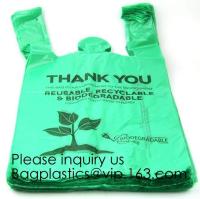 China Biodegradable Compostable T-Shirt Bags 350 Pack HDPE Plastic Grocery Shopping Bags for sale