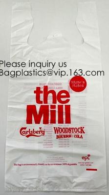 China Biodegradable Compostable T-Shirt Shopping Bags 350 Count Strong Eco Friendly Plastic Grocery Bags for sale