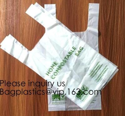 China Biodegradable T-Shirt Shopping Bags 48x52cm 8kg Capacity Compostable PLA PBAT for sale