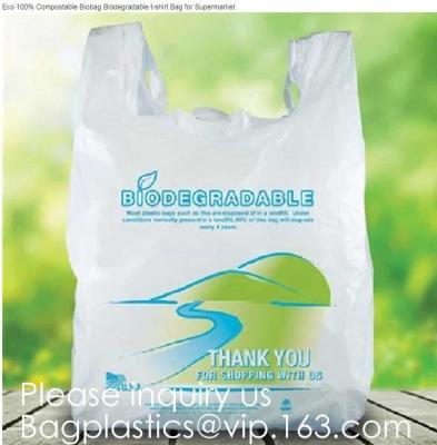 China 100% Biodegradable Cornstarch T-Shirt Shopping Bags 48x52cm 0.05mm Custom Logo for sale