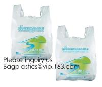 China 100% Biodegradable Cornstarch T-Shirt Shopping Bags 48x52cm 0.05mm Custom Logo for sale