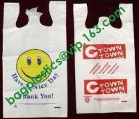 China Custom PLA Biodegradable T-Shirt Shopping Bags 48cm x 52cm 0.05mm Thick for sale