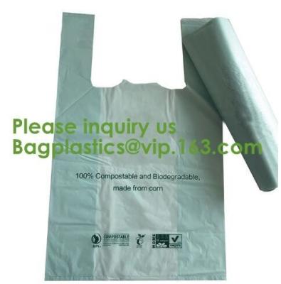 China 100% Biodegradable Compostable Trash Bags 13 Gallon 0.05mm Thick T-Shirt Shopping Bags for sale