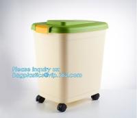China Wholesale PP Pet Food Storage Container 53L Airtight Plastic Dog Cat Feed Bin with Lid for sale