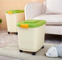 China Wholesale PP Pet Food Storage Container 53L Airtight Plastic Dog Cat Feed Bin with Lid for sale