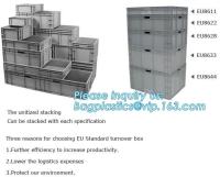 China Plastic Circulation Folding Electronic Industrial Turnover Box 53L Stackable Moving Crate for sale