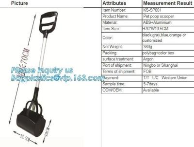 China Foldable ABS Plastic Dog Poop Scoop 60cm Long Handle Pet Waste Clean Up Tool for sale