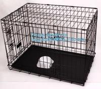 China Scratch Resistant Foldable Steel Dog Kennel Cage with Plastic Tray 60cm for sale