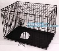 China Scratch Resistant Foldable Steel Dog Kennel Cage with Plastic Tray 60cm for sale
