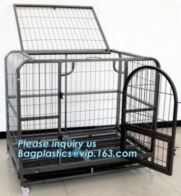 China Full Size Collapsible Metal Dog Crate with Removable Tray Stainless Steel Kennel 60cm for sale