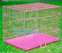 China Full Size Collapsible Metal Dog Crate with Removable Tray Stainless Steel Kennel 60cm for sale
