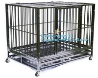 China Full Size Collapsible Metal Dog Crate with Removable Tray Stainless Steel Kennel 60cm for sale