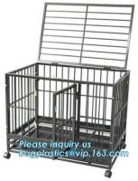 China Foldable Double Door Large Dog Kennel House Portable Strong Stainless Steel Pet Cage 60cm for sale
