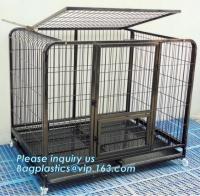China Foldable Double Door Large Dog Kennel House Portable Strong Stainless Steel Pet Cage 60cm for sale