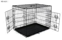 China Wholesale Heavy Duty Stainless Steel Dog Cage Large Double Foldable Kennel 60cm for sale